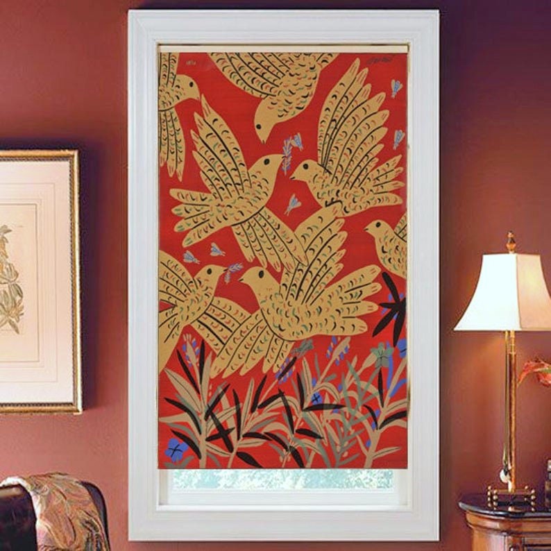 Autumn Birds Modern Artwork Printed Custom Made VNT32 Window | Etsy