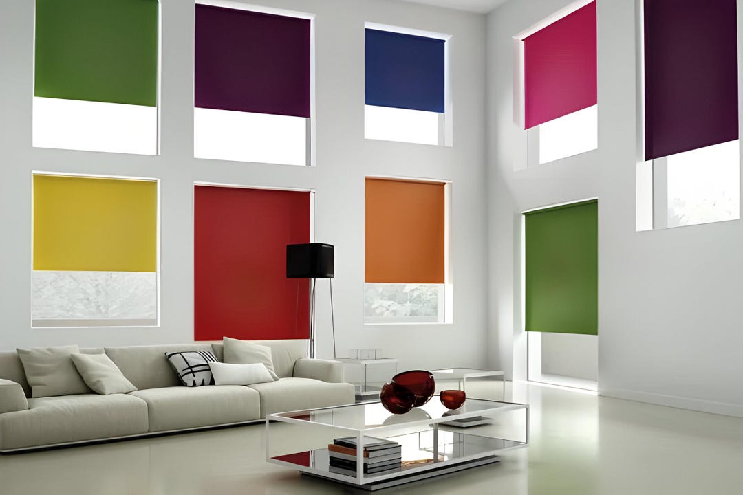 Natural Textured Solid Colored Slightly Satinized Custom Made Roller ...