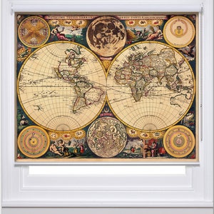 Vintage World Atlas in 5 Versions Photo Printed Custom Made Window ...
