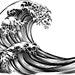 The Great Wave Minimal Modern Art Black and White Illustration Custom ...