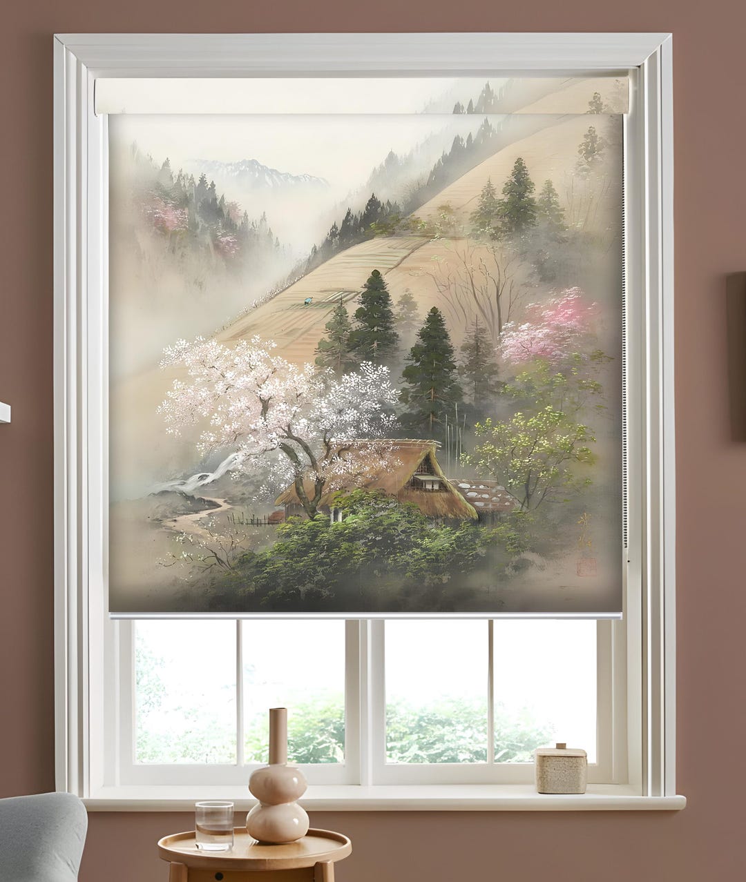 Painted Detail of an Asian Farm Custom Made Printed (MD-41) Window ...