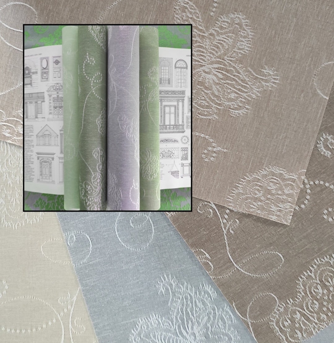 Minimal Floral Embossed Natural Textured Custom Made Light Filtering ...