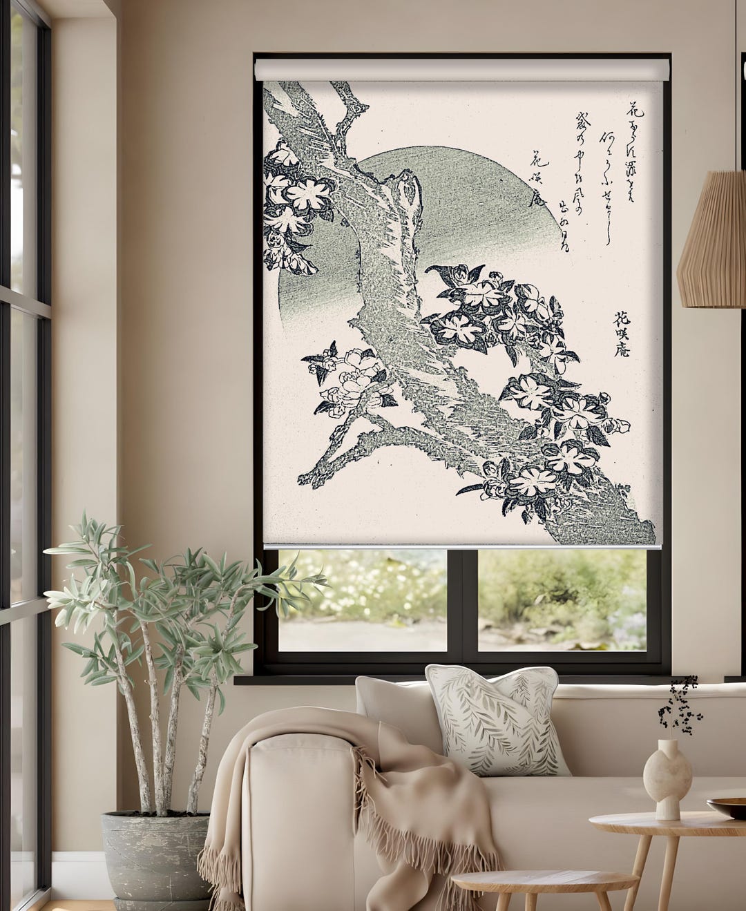 Cherry Blossom in Black and White Japanese Classic Woodblock Art Custom ...