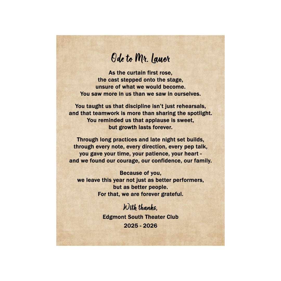 Personalized Drama Teacher Gift, Custom Theater Director Poem Print ...