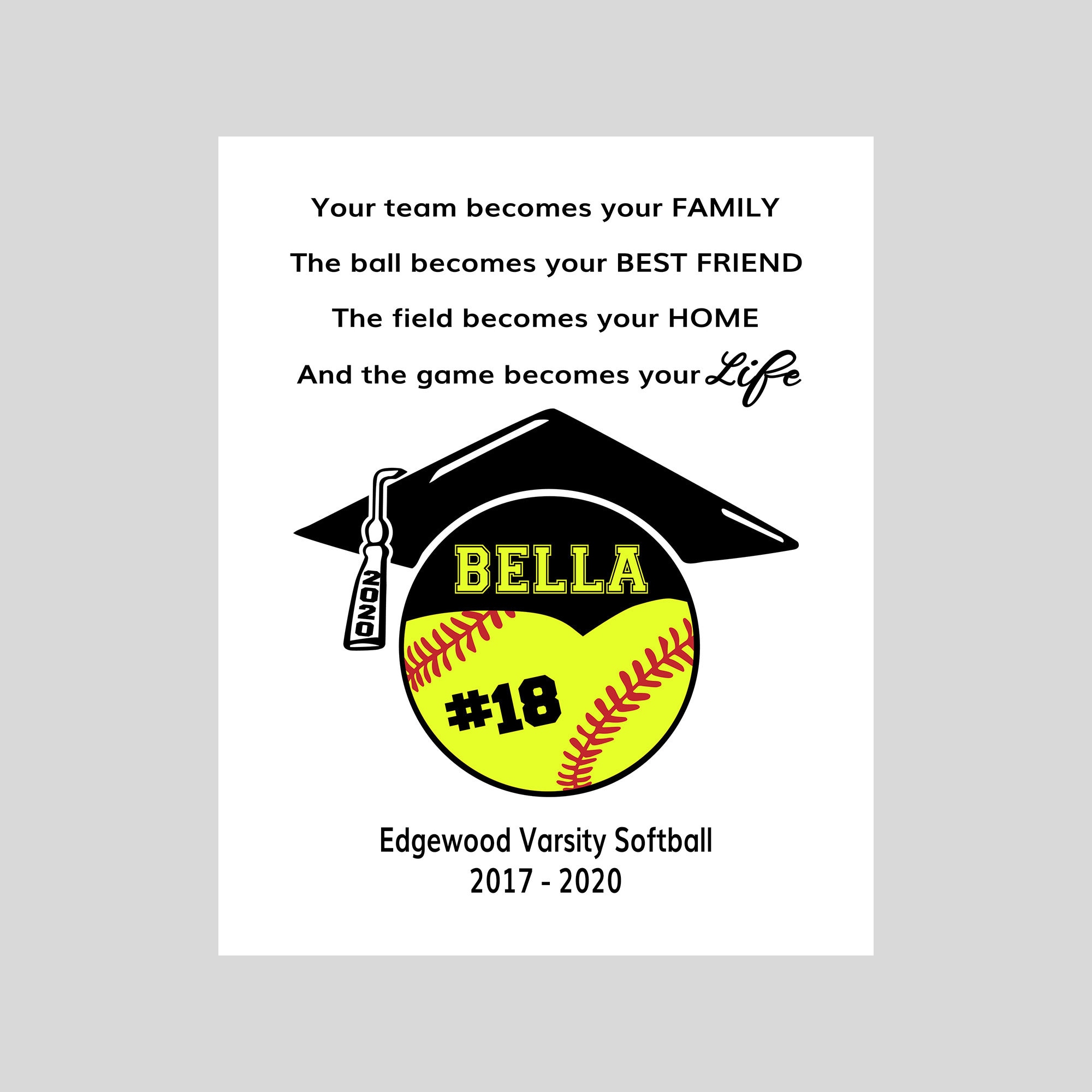 Personalized Senior Softball Gift, Softball Gifts for Team, Senior ...