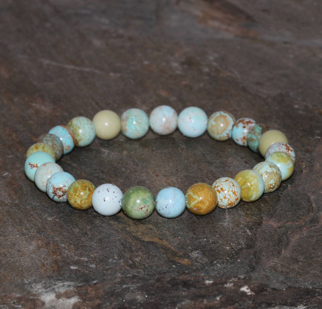 Hubei Turquoise Bracelet Authentique 7mm Naturel Hubei Turquoise Rond ...