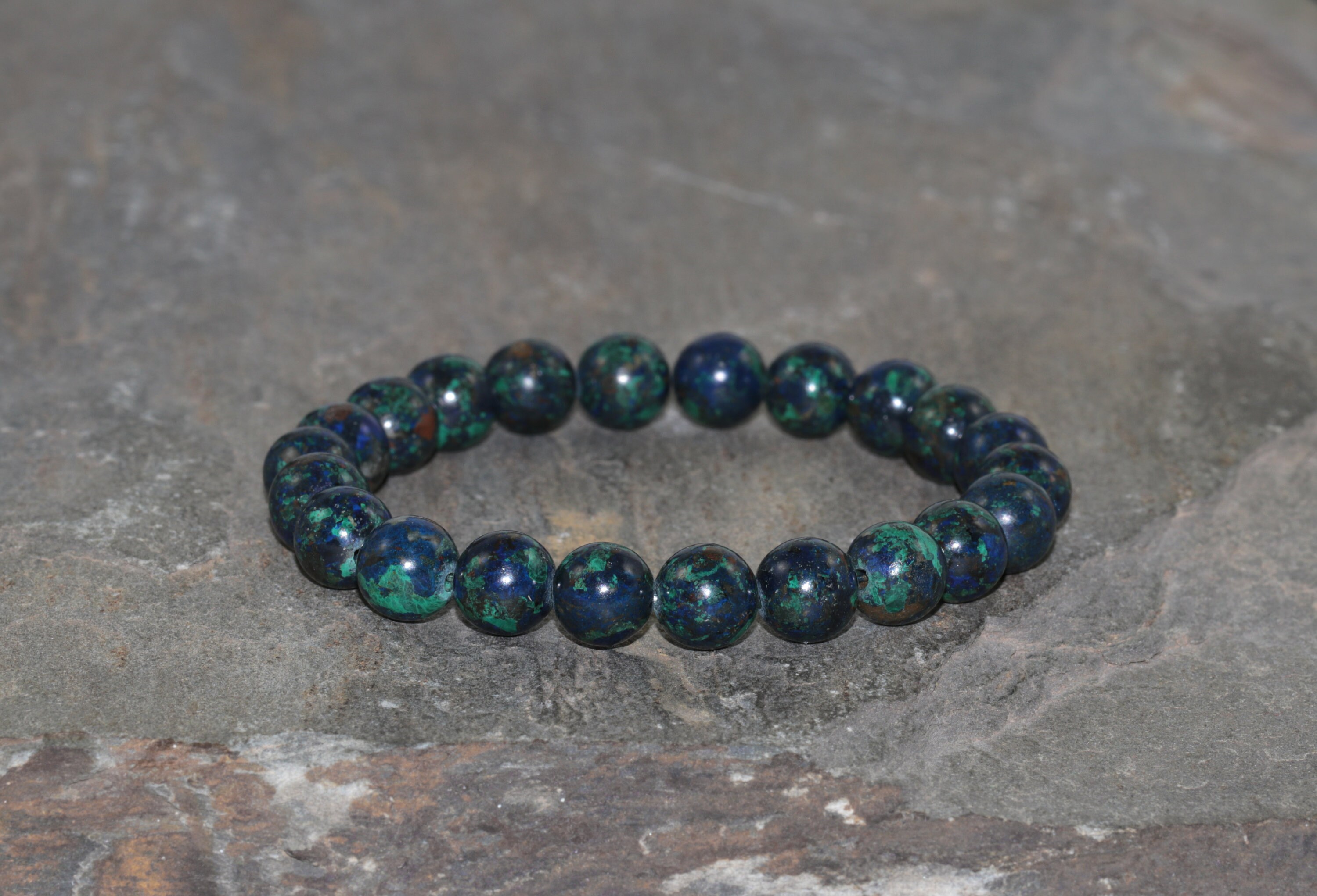 Azurite Beaded Bracelet, 8mm Grade AAA Azurite Phoenix Beads, Natural ...