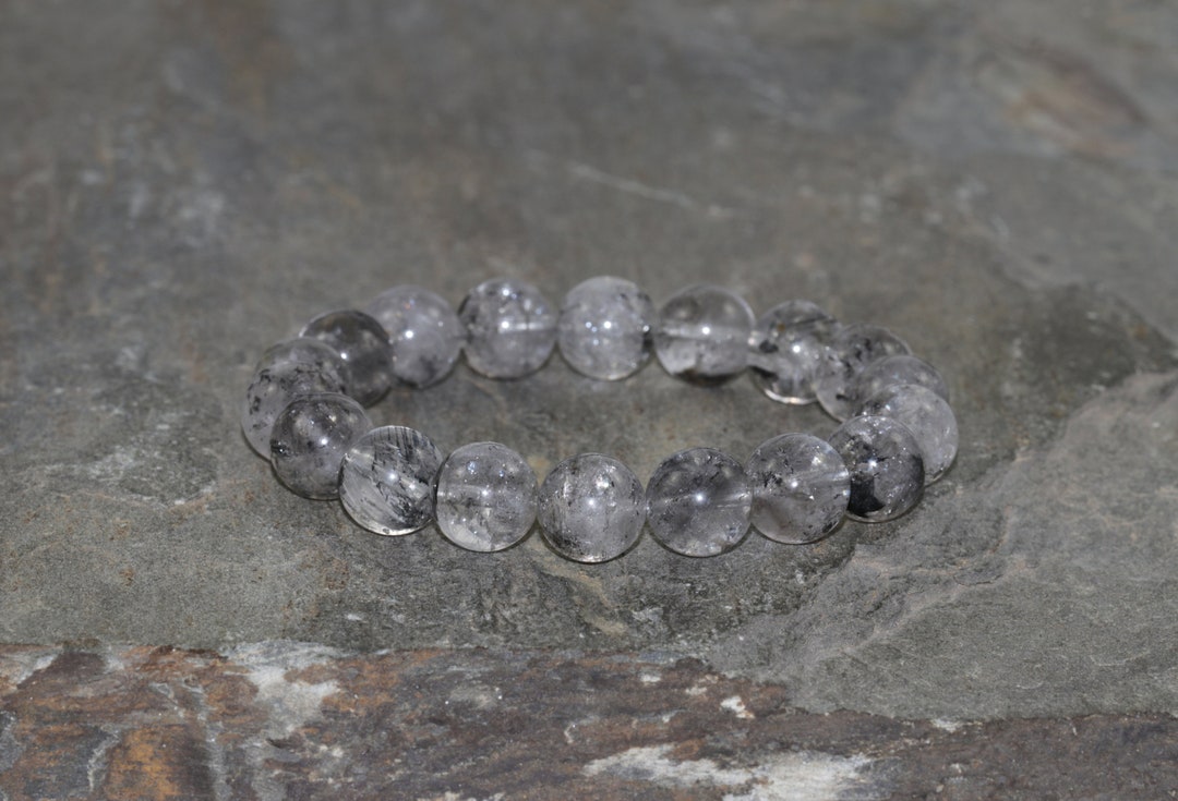 Herkimer Diamond Quartz Bracelet, 10mm Herkimer Diamond Energy Quartz, Handmade Beaded Gemstone ...