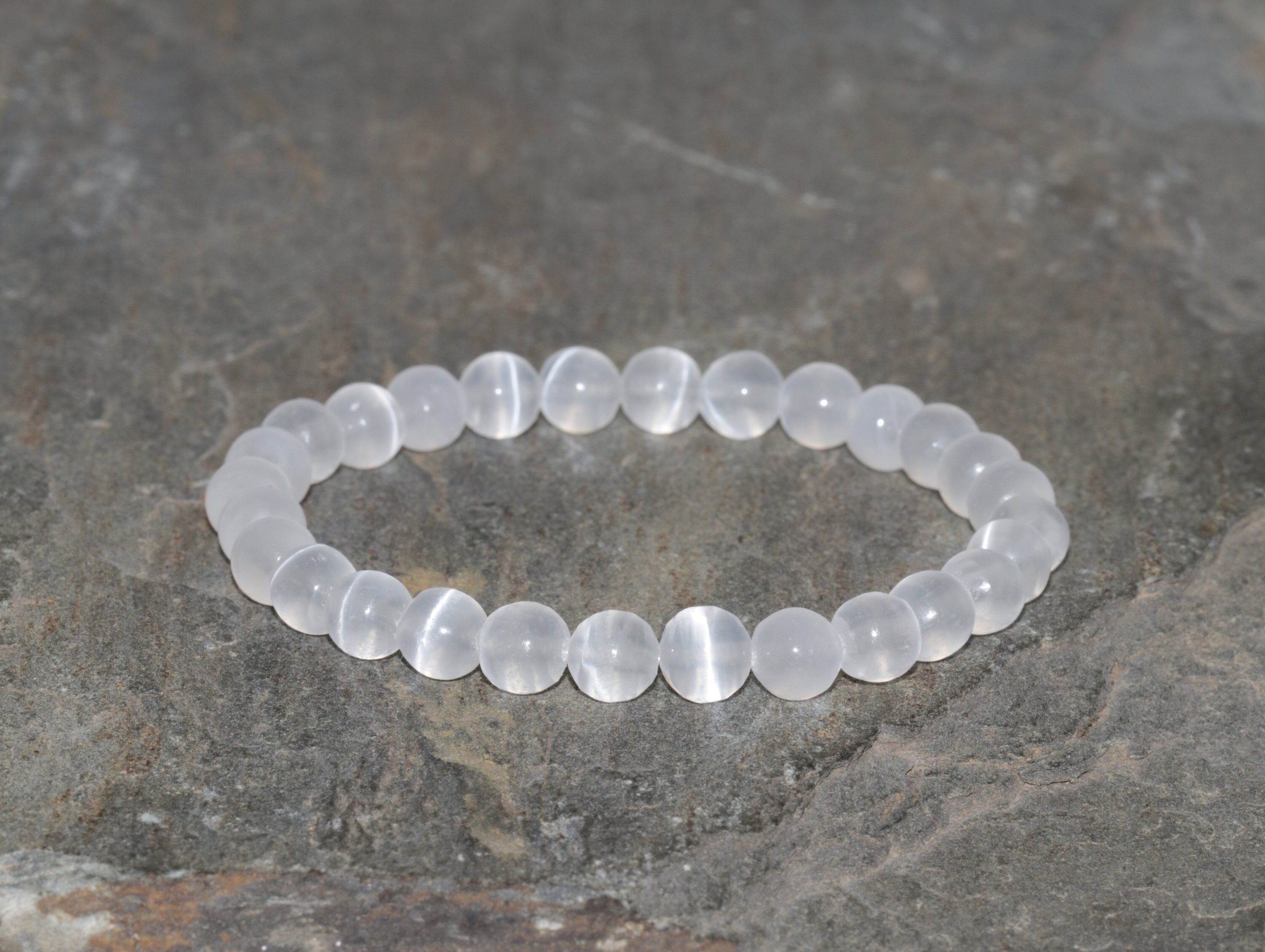 Selenite Bracelet Handmade 6mm Selenite Beaded Gemstone Bracelet ...