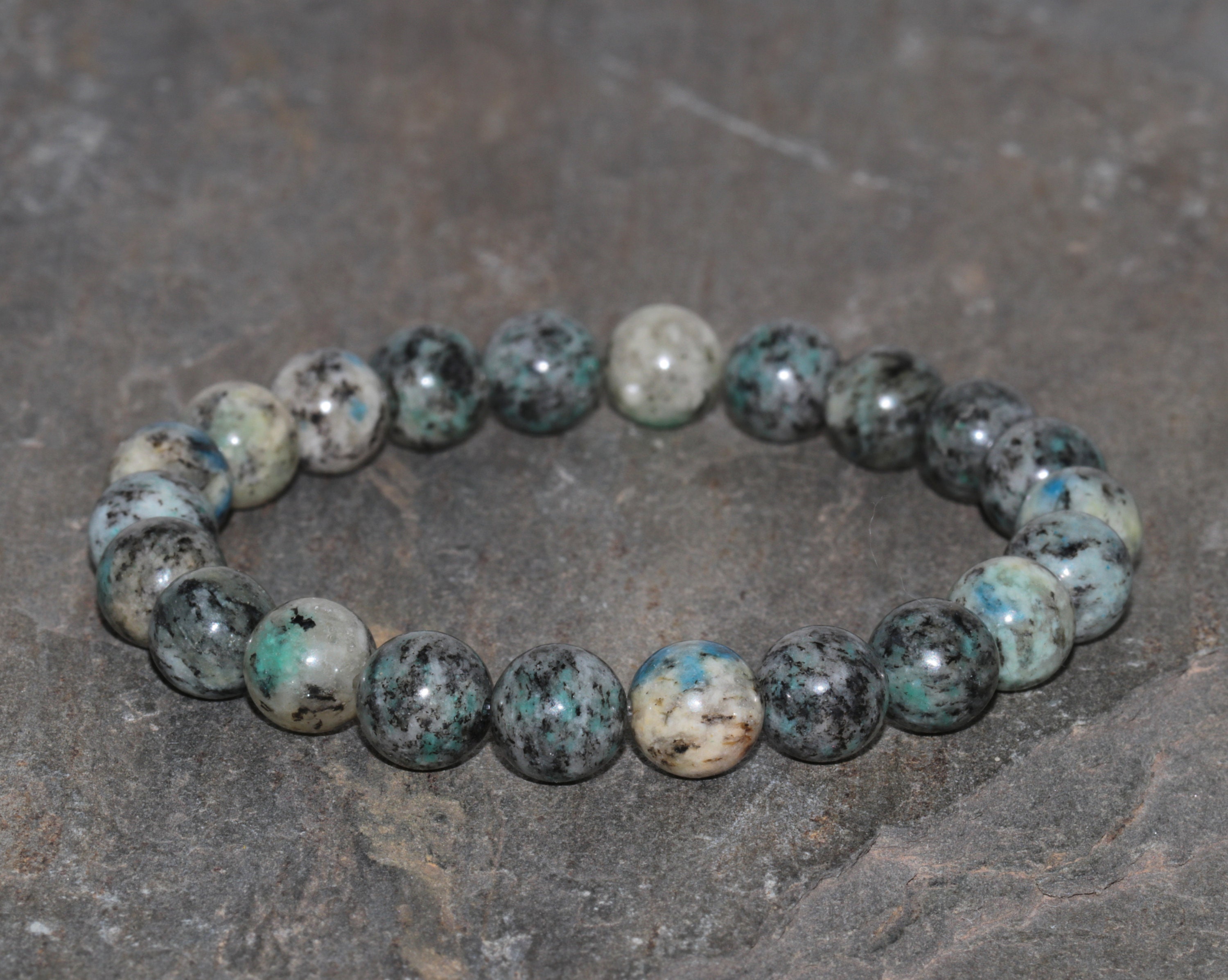 K2 Granite Bracelet 8mm K2 Granite Beaded Gemstone Bracelet Azurite ...