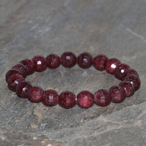 Faceted Ruby Beaded Bracelet, 8mm Faceted Ruby, Grade AAA, Natural ...