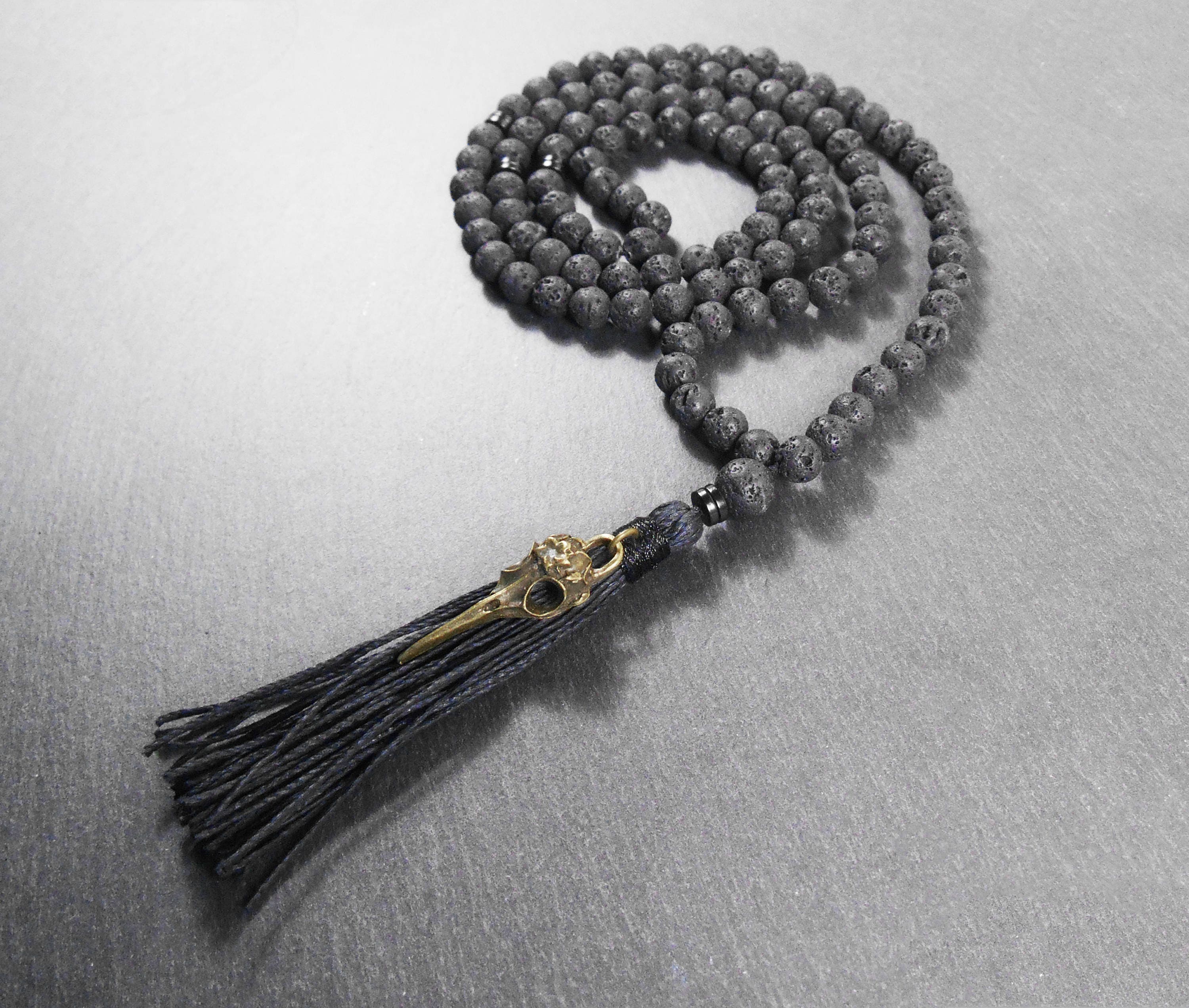 Raven Skull Mala Necklace Black Mala Prayer Prayer Beads - Etsy