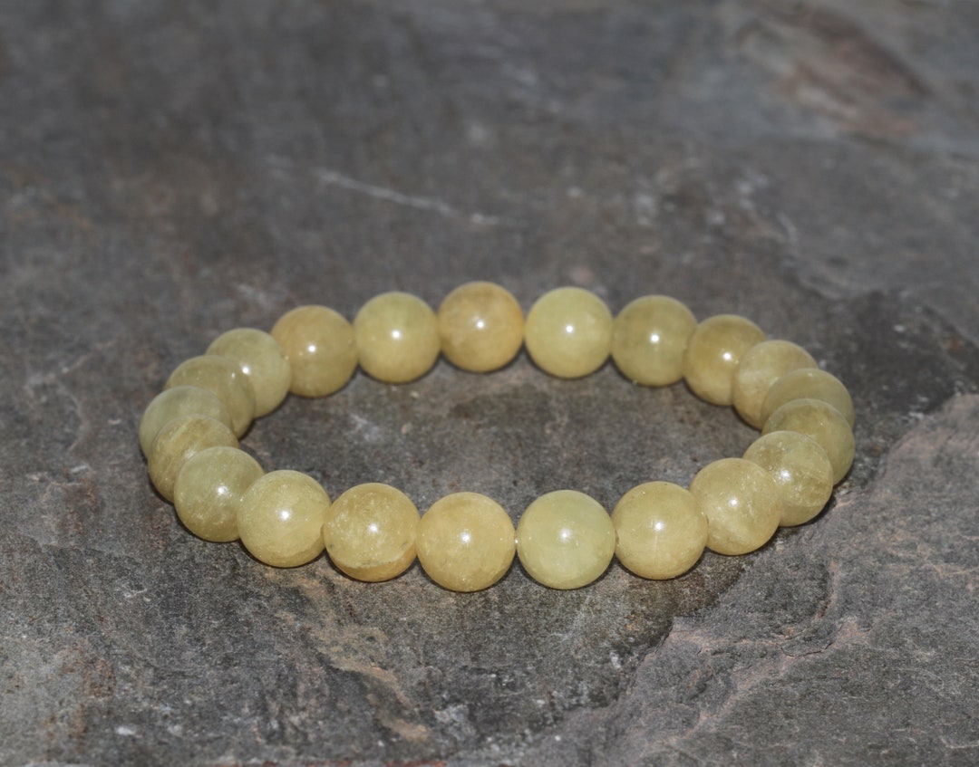 Heliodor Beaded Bracelet, 8.5mm Natural Yellow Beryl Golden Beryl Beads ...