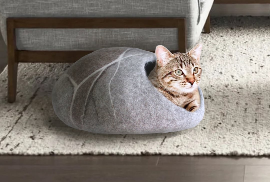 Wool Felted Cat Cave • Cat Bed • Cat House • Cat Furniture • Cat Lover ...