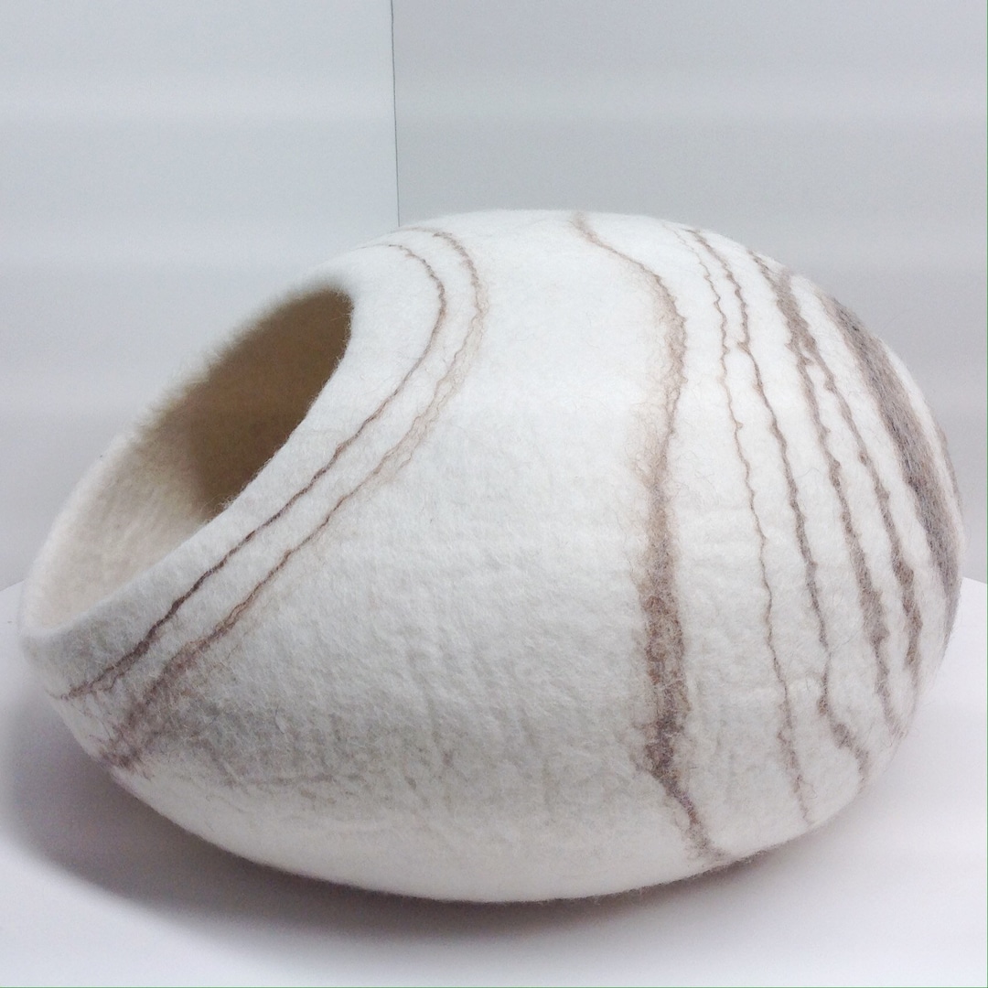 Wool Felted Cat Cave • Cat Bed House • Cozy Cat Furniture • Cat Lover ...
