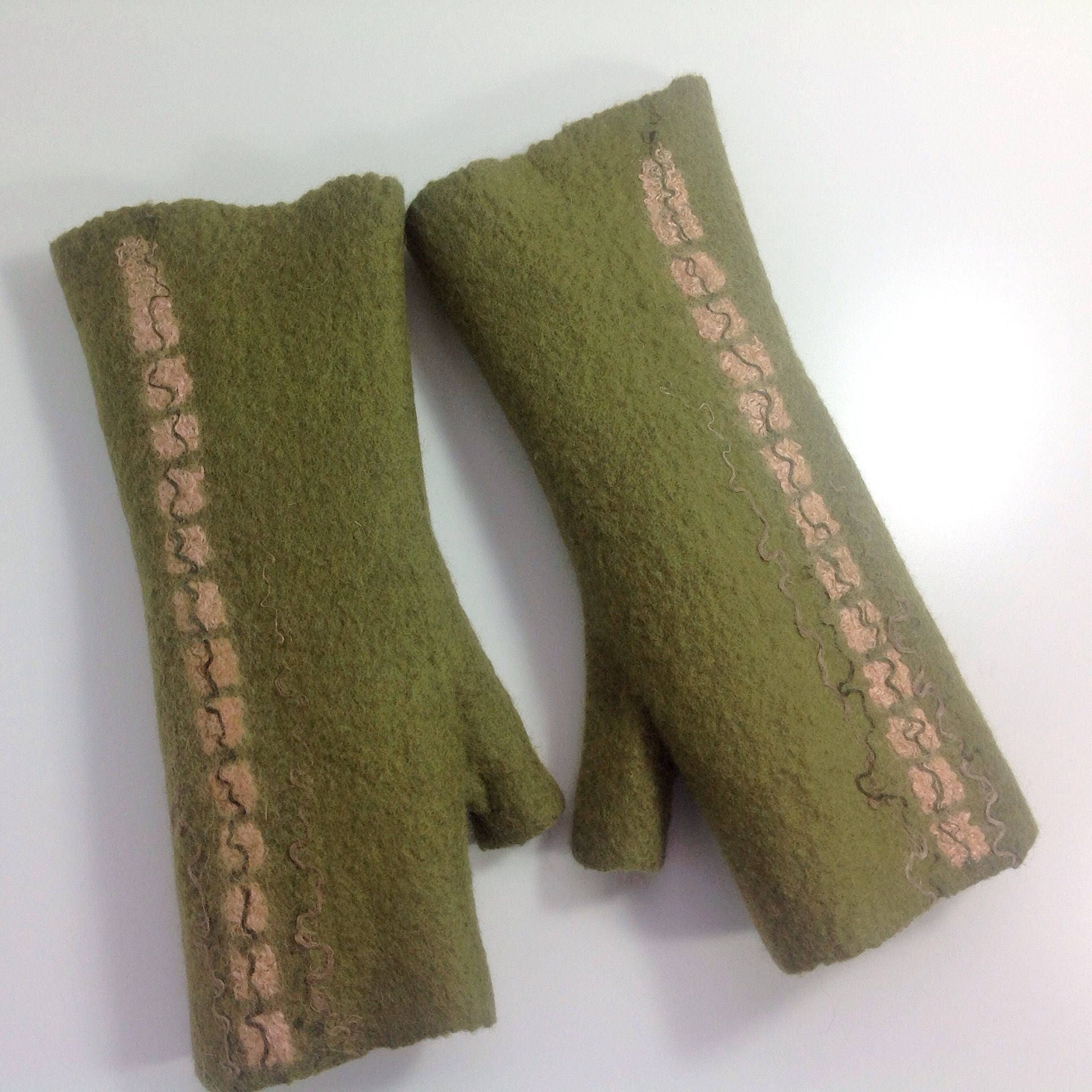 Felted Fingerless Gloves Merino Fingerless Mittens Felt Arm - Etsy