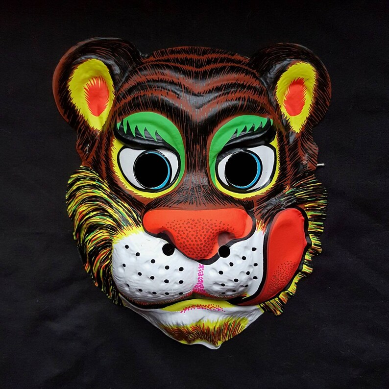 Vintage 1980s Plastic Cartoon Tiger Wild Cat Animal Mask | Etsy