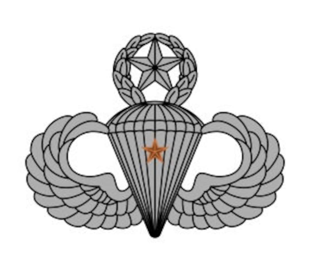 US Army Master Parachutist Badge With 1 Combat Jump Star Vector Files ...