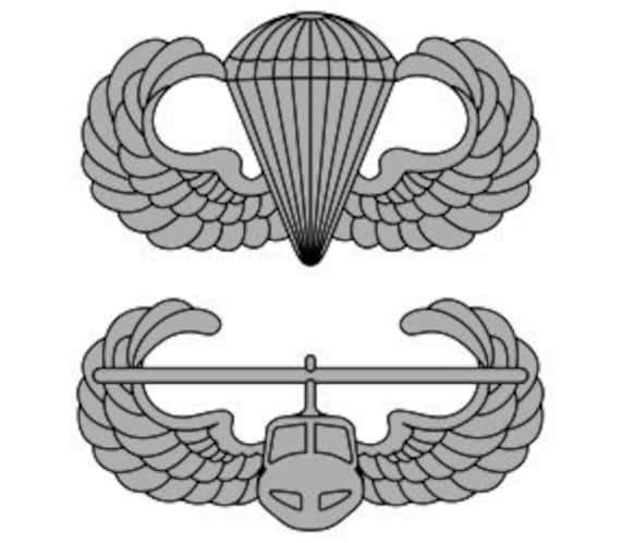 Us Army Parachutist And Air Assault Badges Stacked Vector Etsy