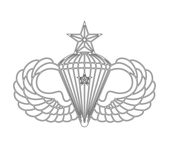 US Army Senior Parachutist Badge With 1 Combat Jump Star Vector Files ...
