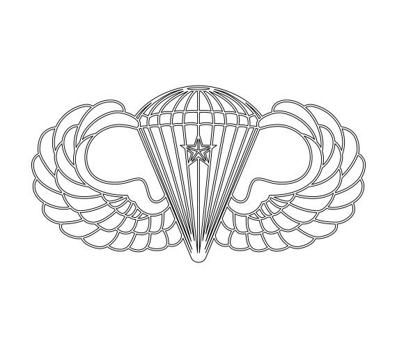 US Army Basic Parachutist Badge With 1 Combat Jump Star Vector Files ...