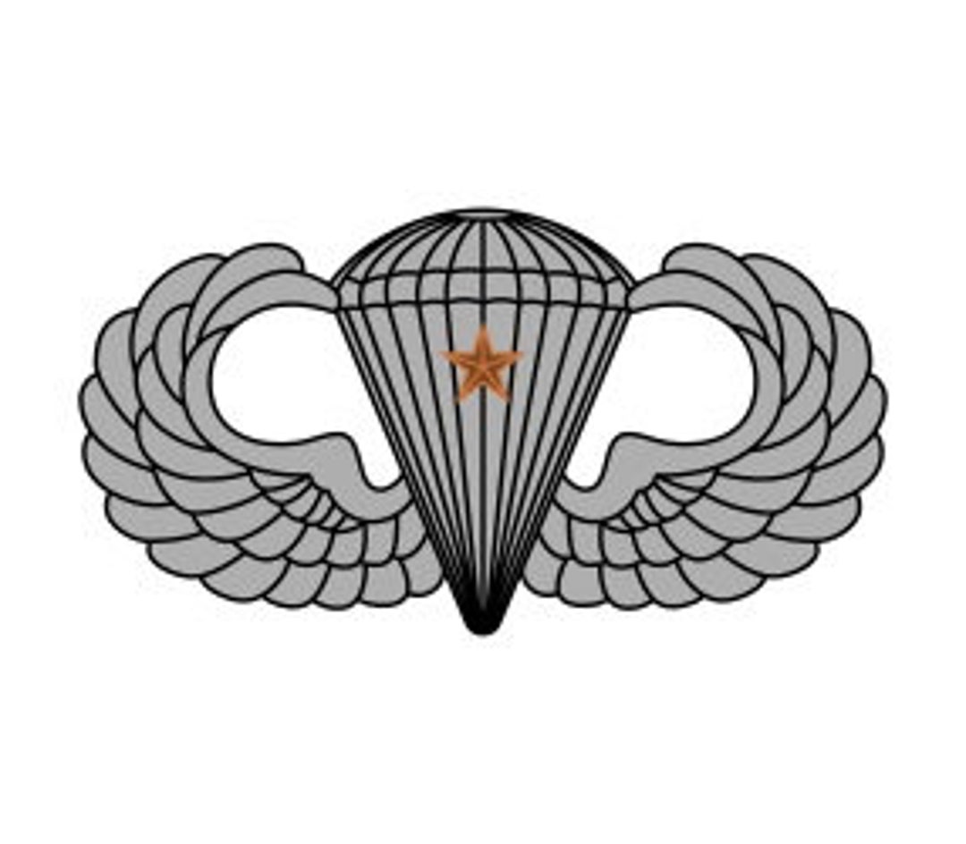 US Army Basic Parachutist Badge With 1 Combat Jump Star Vector Files ...
