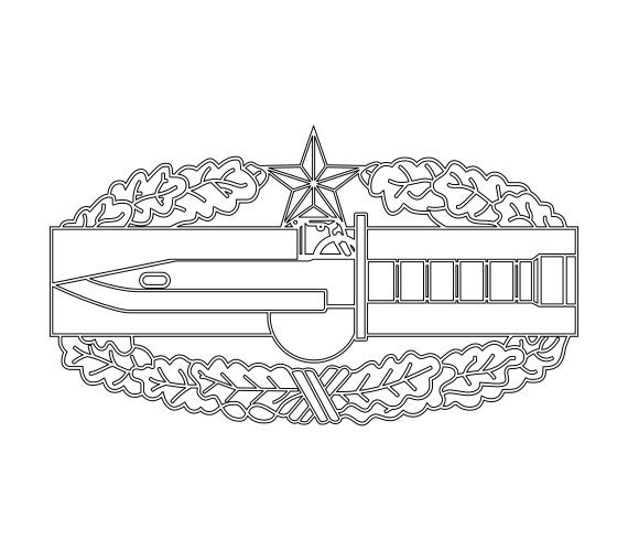US Army Combat Action Badge (2nd Award) Vector Files, Dxf Eps Svg Ai ...
