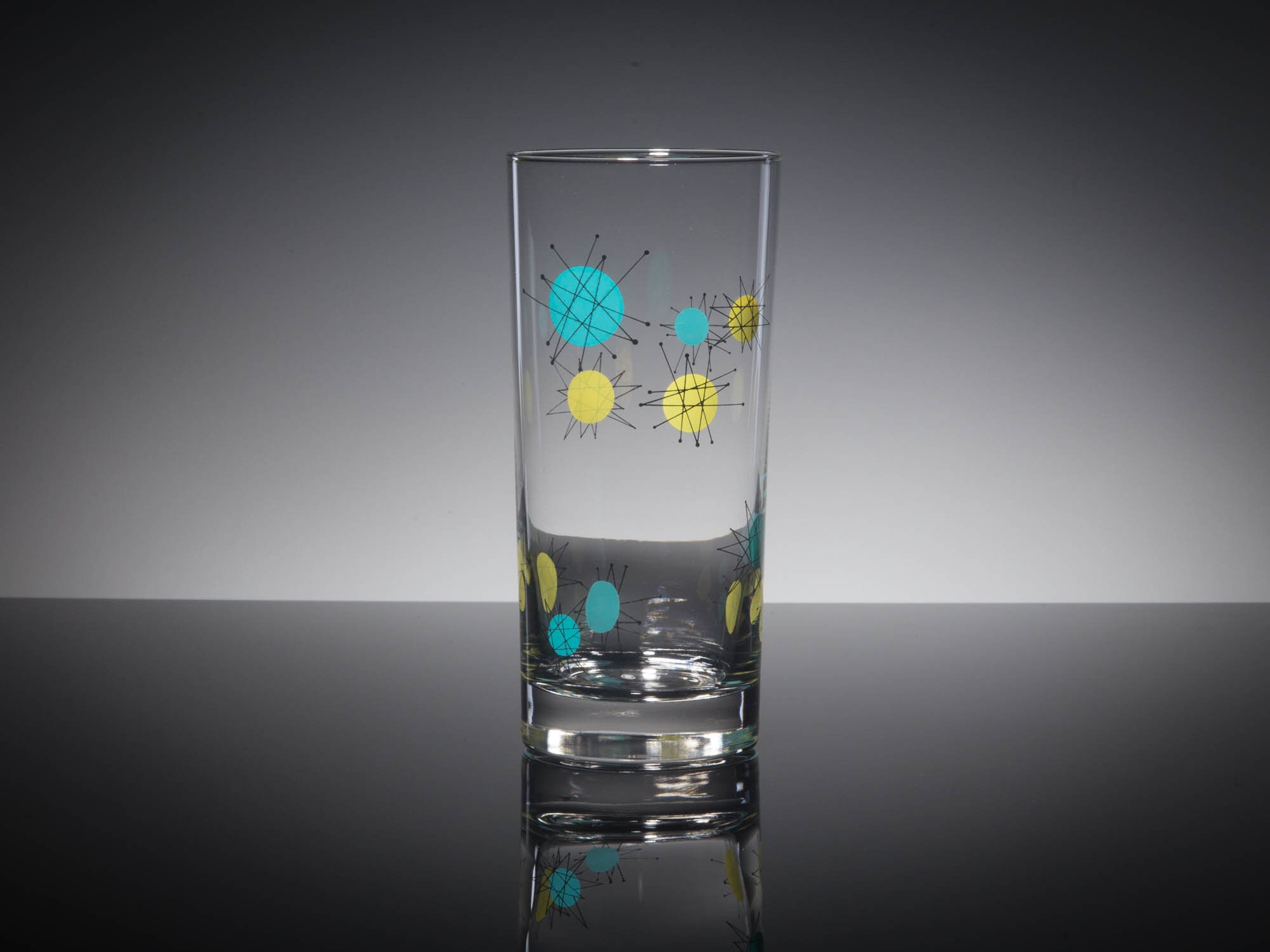 Aqua Mixed Print Drinking Glasses: MCM Retro Cocktail Set - Etsy