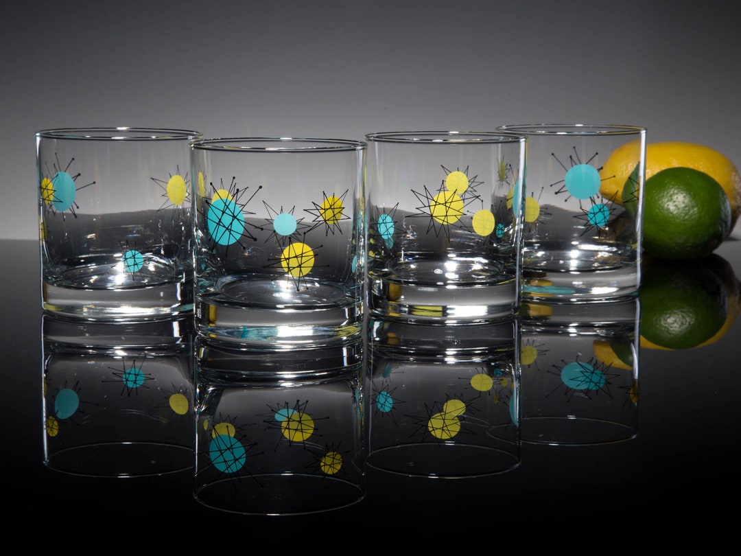 Atomic Starburst Rocks Set of 4 MCM Mid Century Modern Old Fashioned ...