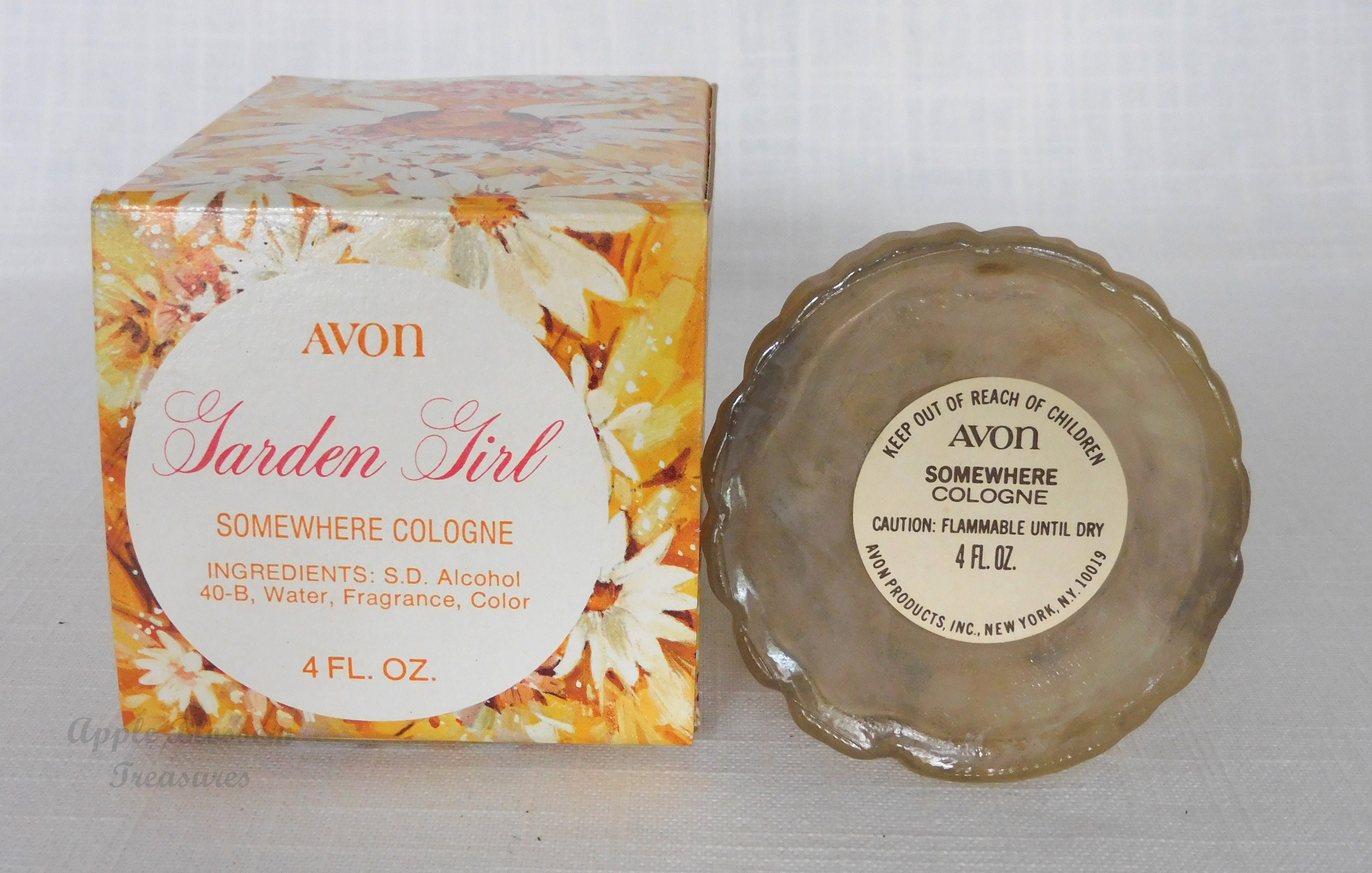 Vintage Avon Garden Girl Somewhere Cologne Empty 4 Oz Glass Decanter ...