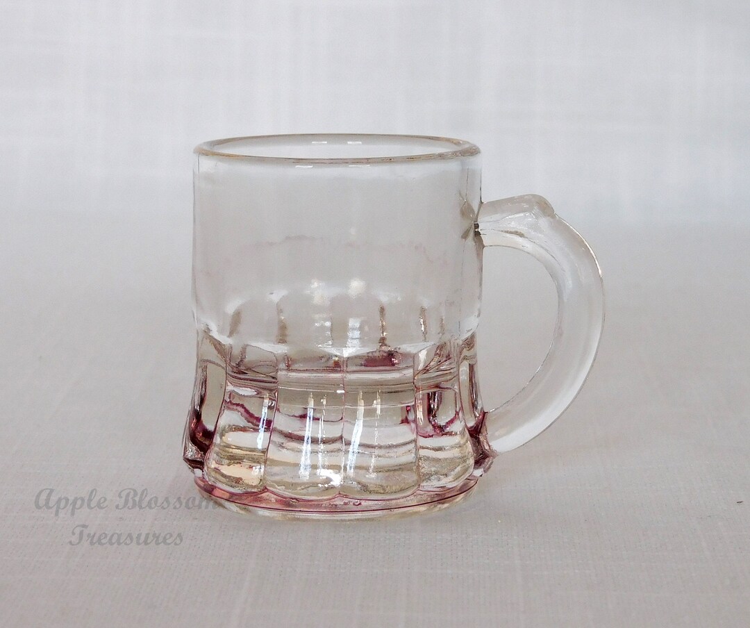 Vintage Federal Glass Mini Beer Mug Shot Glass Clear W/lavender Purple ...