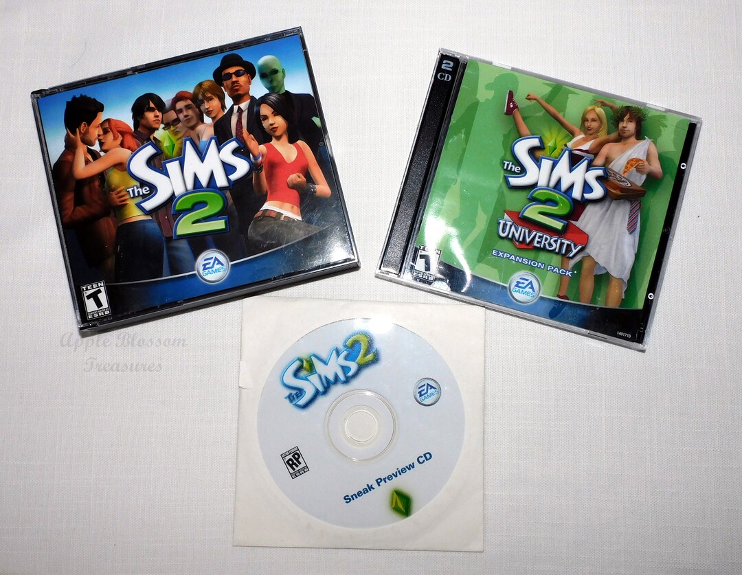 The Sims 2 & the Sims 2 University Expansion Pack for Cd-rom for PC + Bonus Sneak Preview CD - Etsy