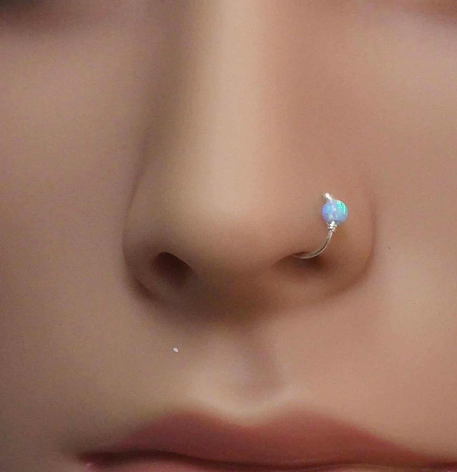 Nose Ring, Nose Hoop, Nose Ring Hoop, Nose Piercing, Nose Jewelry, Opal ...