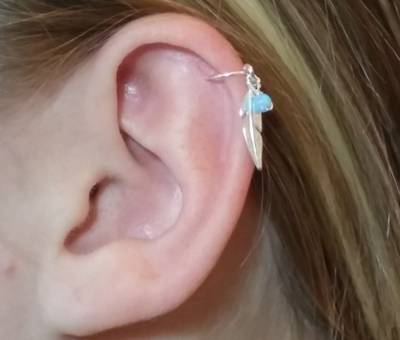 Helix earring Feather cartilage hoop Feather cartilage | Etsy