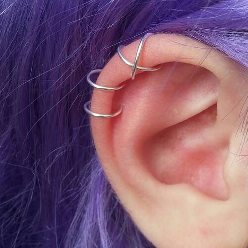 Ear Clip Ear Wraps Earring Cuff Fake Ear Cuff Silver Ear Etsy Israel