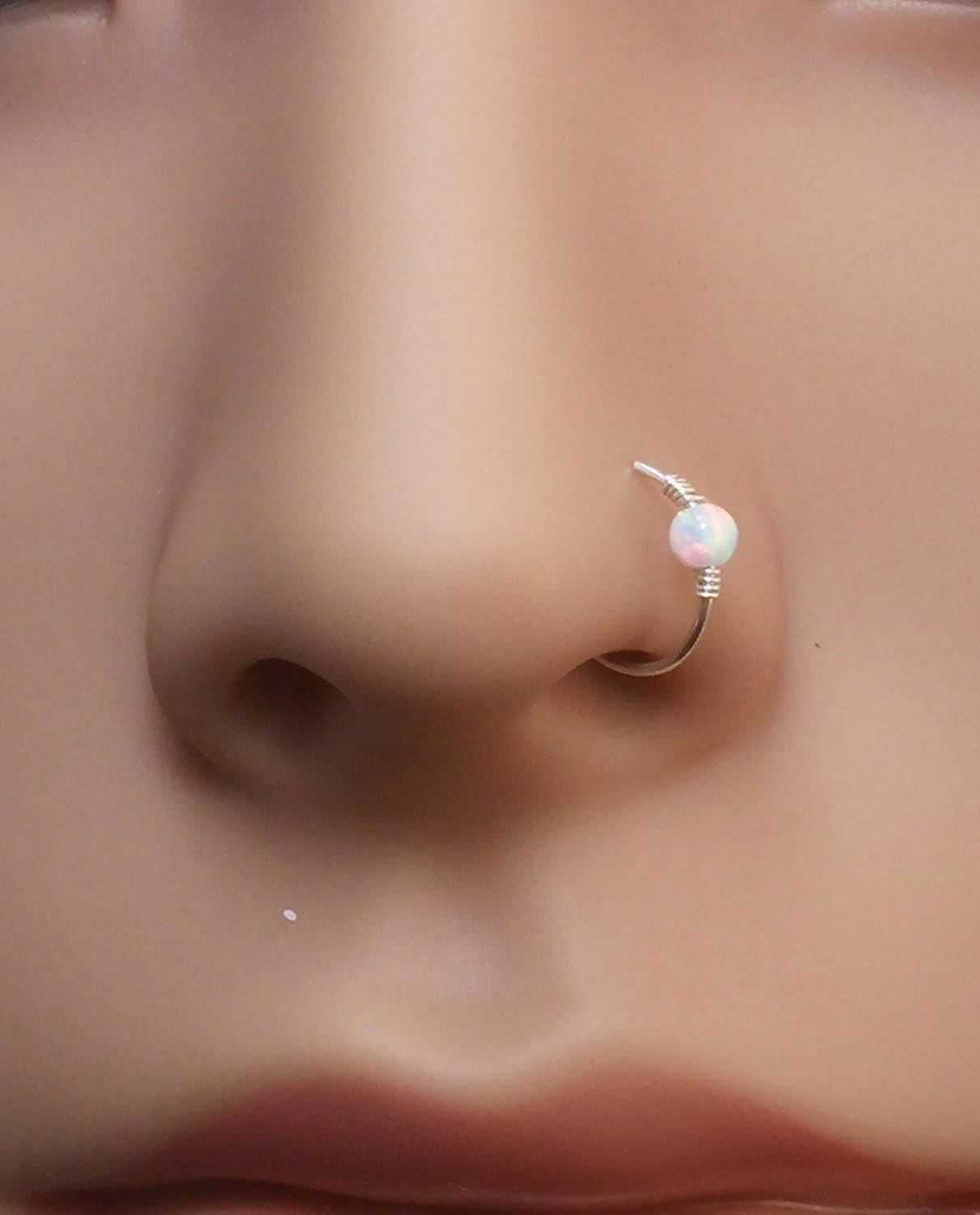 Nose Ring, Nose Hoop, Nose Ring Hoop, Nose Piercing, Nose Jewelry, Opal ...
