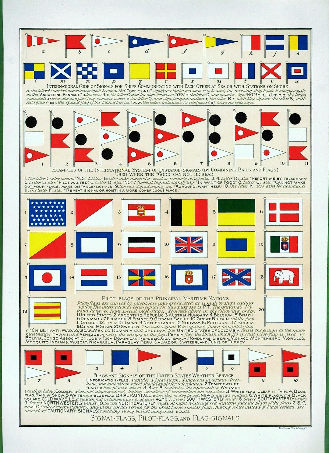 Antique Flag Print, Signal-flags, Pilot Flags and Flag Signals ...
