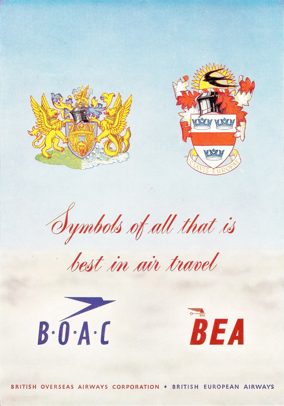 1953 BOAC & BEA Original Magazine Advert, Air Travel Ad, Vintage Print ...