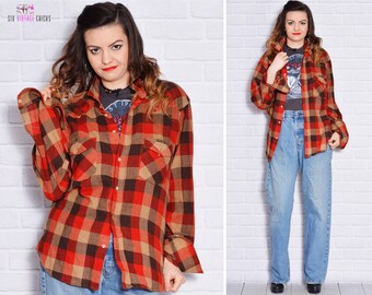 Grunge plaid shirt | Etsy