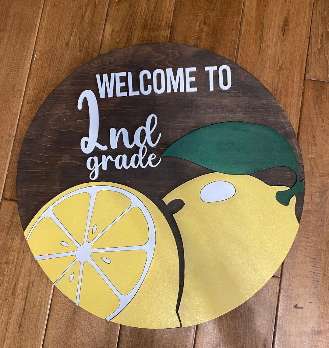 Teacher Lemon Sign | 3D Door Hanger Sign | Teacher Gift | Round Wood ...