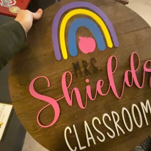 Teacher Sign | 3D Door Hanger Sign | Teacher Gift | Round Wood Sign ...