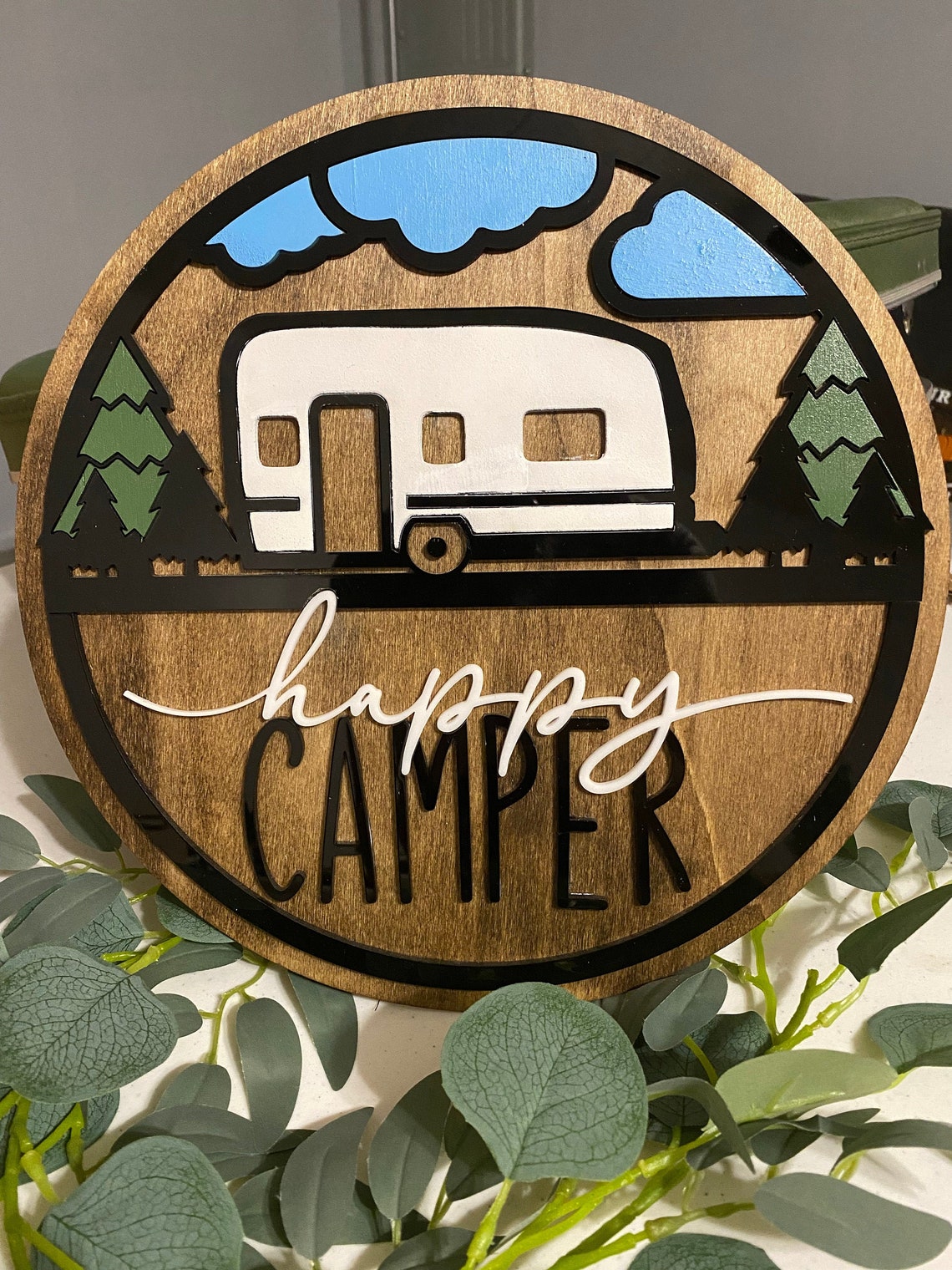 Happy Camper Sign 3D Door Hanger Sign Camper Door Hanger | Etsy
