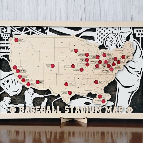 Custom Baseball Stadium Travel Map Tracker Baseball Park - Etsy
