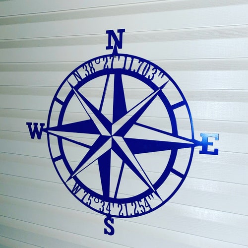 Nautical Compass Rose Metal Wall Art With GPS Coordinates - Etsy