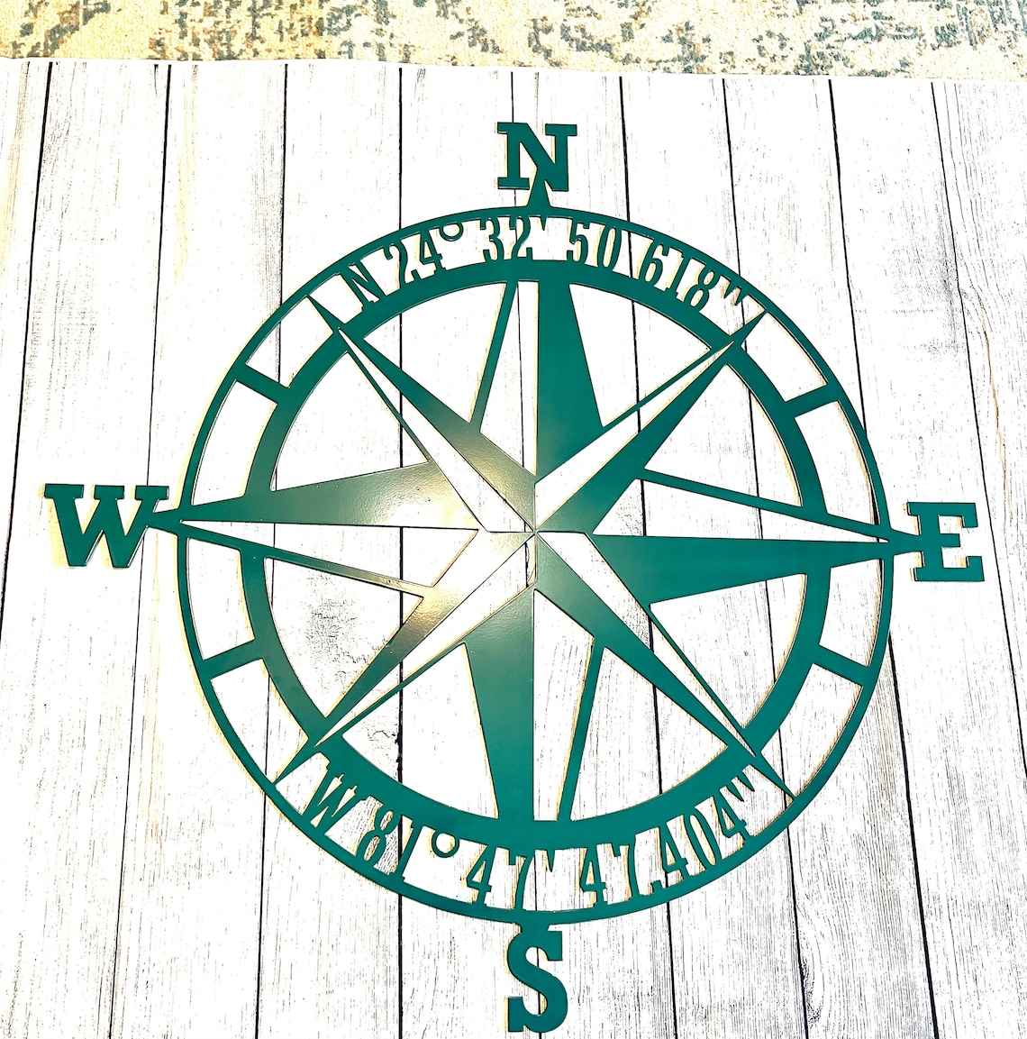 Compass Rose/nautical Star With Personalized Coordinates - Etsy