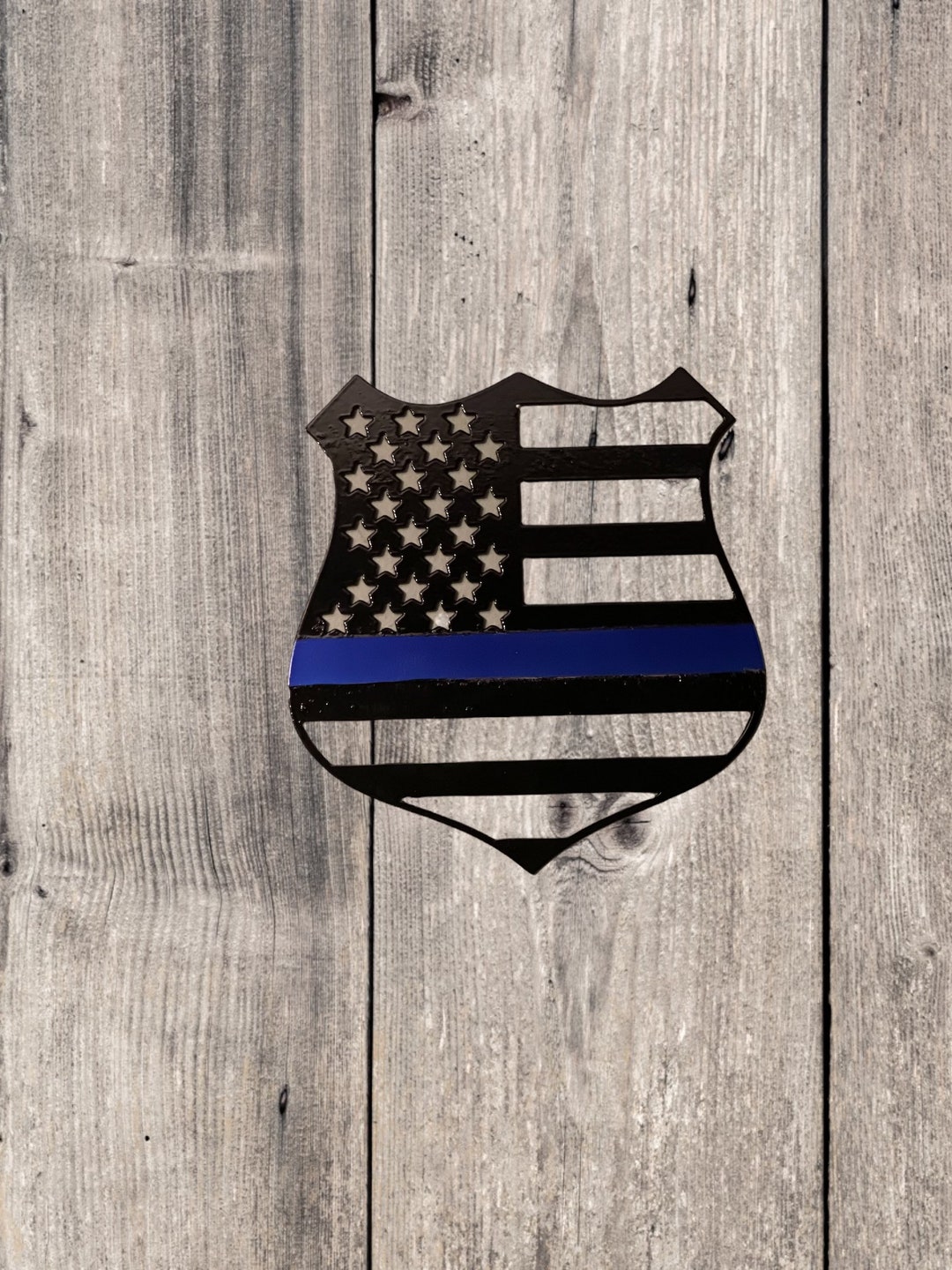 Thin Blue Line Police Shield Decor - Etsy