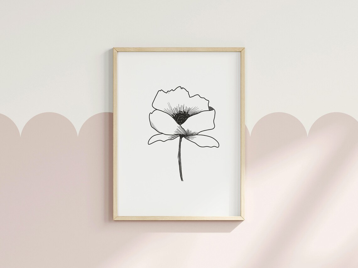 Poppy Flower Art Printables Bundle, Flower Gallery Wall Bundle, Nursery ...