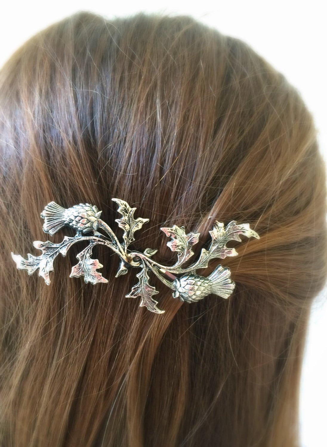 Silver Scottish Thistle Hair Pin Leaf Bobby Pin Bridal Hair Pin Bridal ...