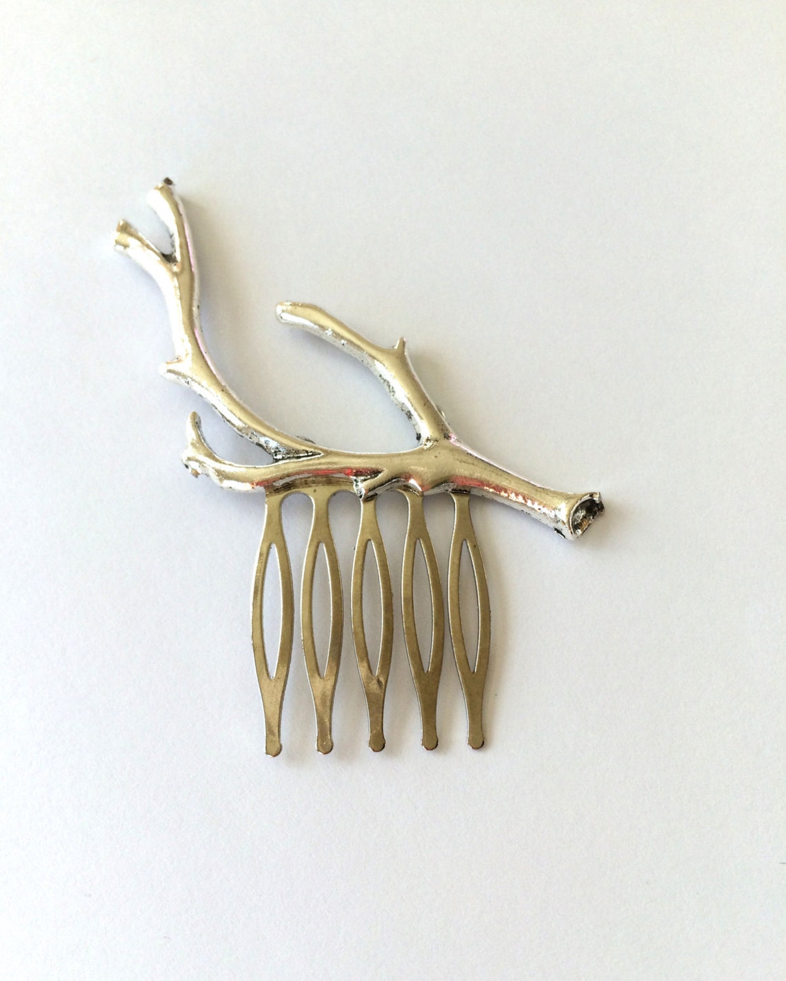 Silver Antler Hair Comb Elk Antler Hair Pin Sculpture Silver Hunting ...