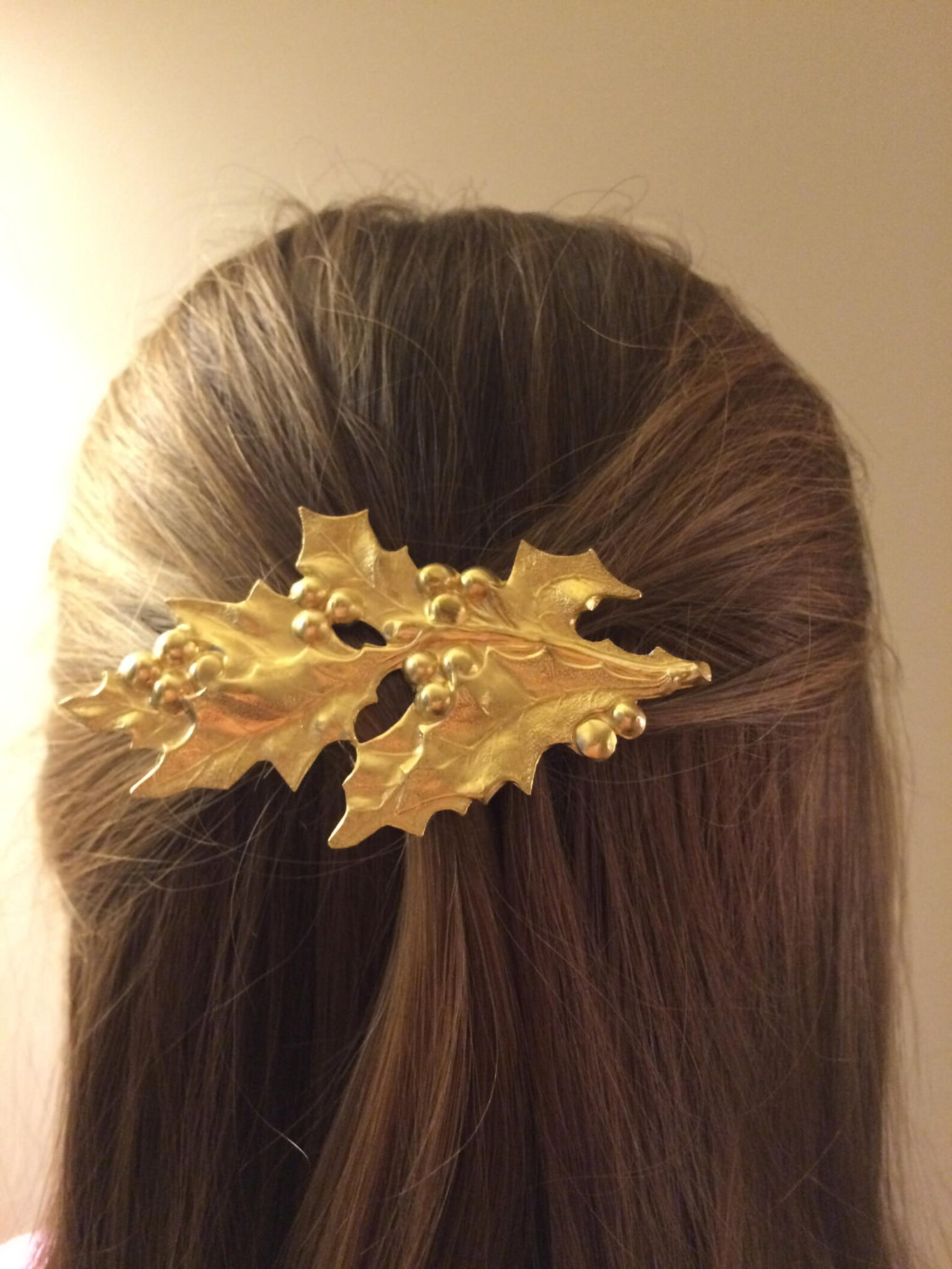 Gold Holly Hair Pin Winter Wedding Hair Clip Bridal Hair Pin Christmas ...